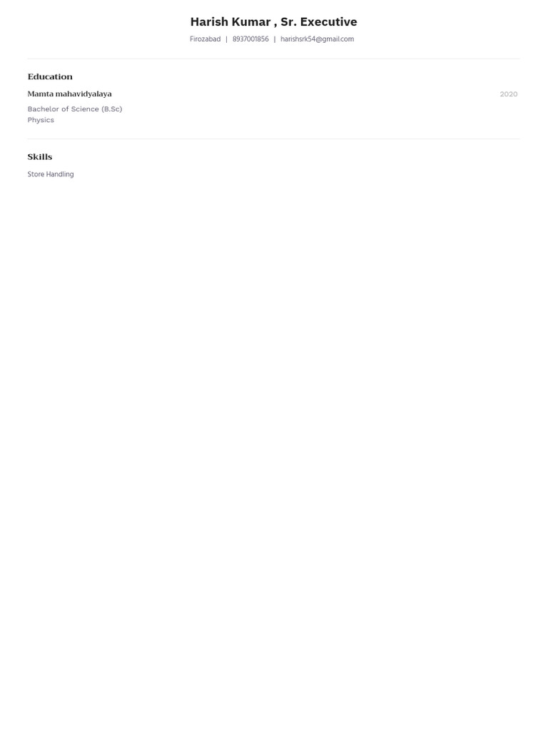 Harish Kumar Resume | PDF