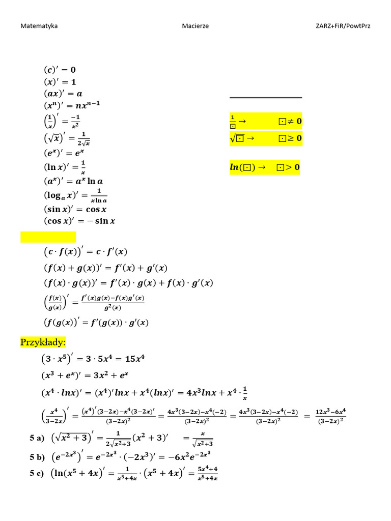 ZaFir PP Pochodna I Jej Interretacja | PDF
