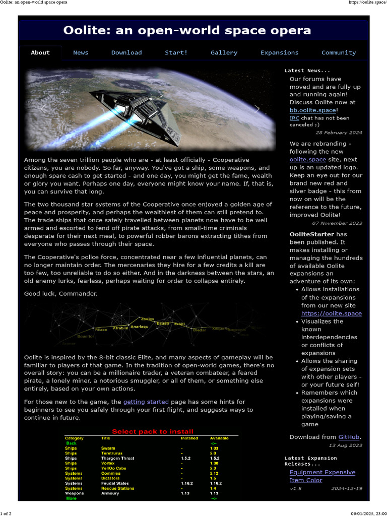 Oolite: Open-World Space Game | PDF