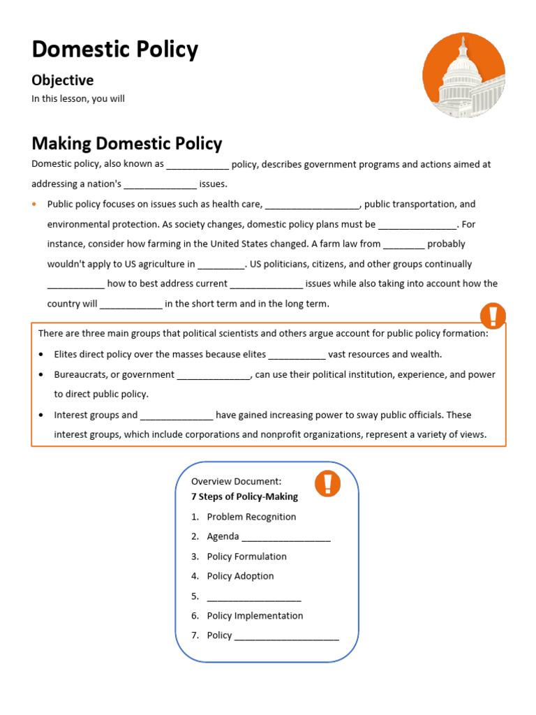 Guided Notes - Domestic Policy WIP | PDF | Petroleum | Policy