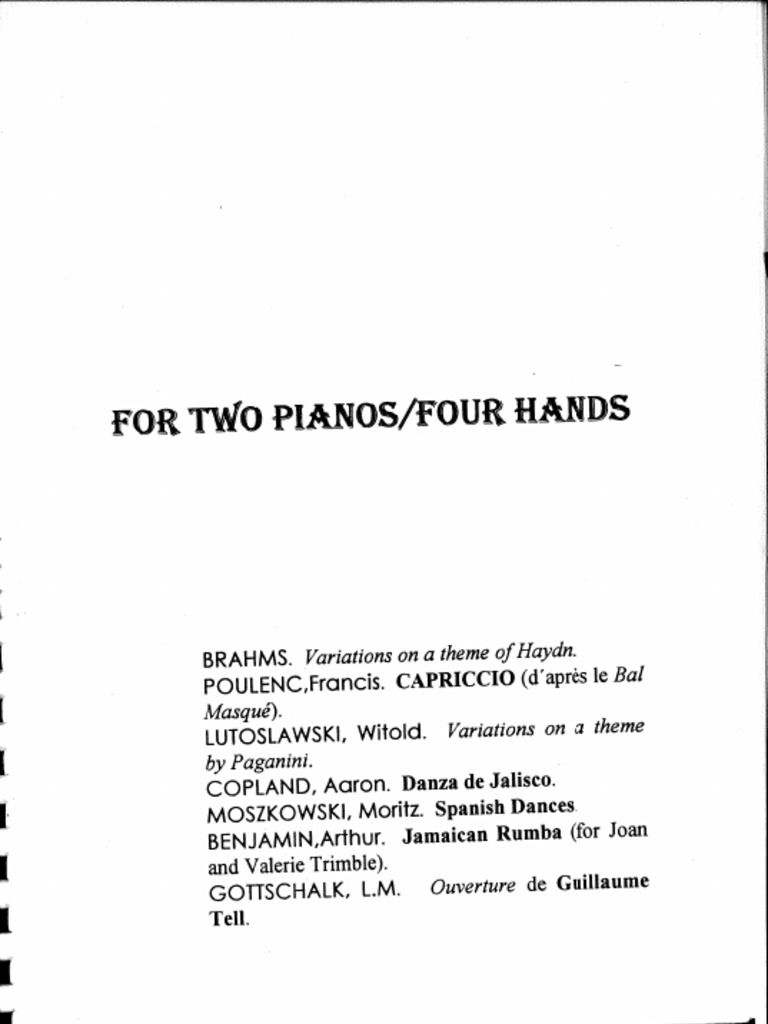 For Two Pianos-Four Hands | PDF