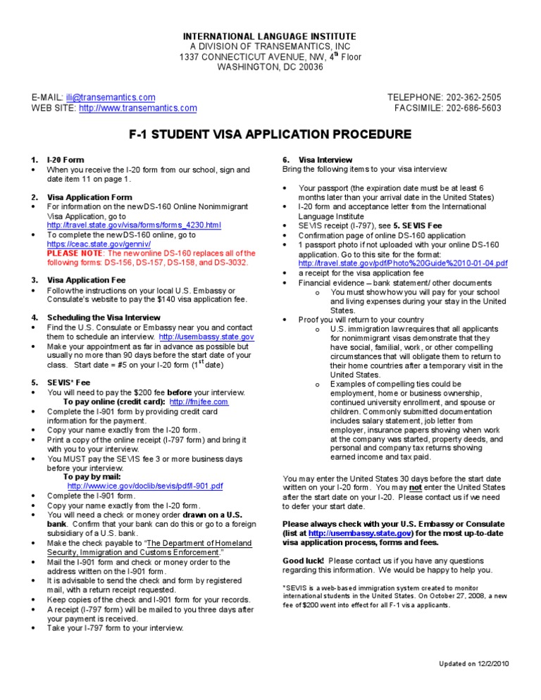 The Step-by-Step Process for F-1 Student Visa Applications to Study at ...
