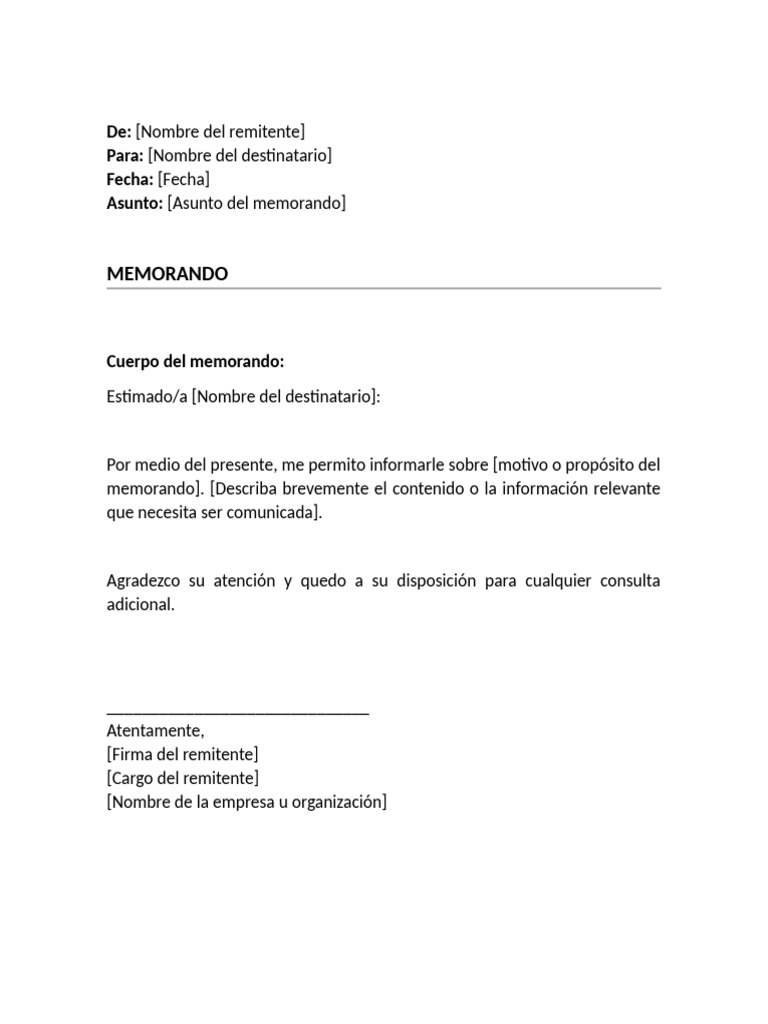 FORMATO MEMORANDO | PDF