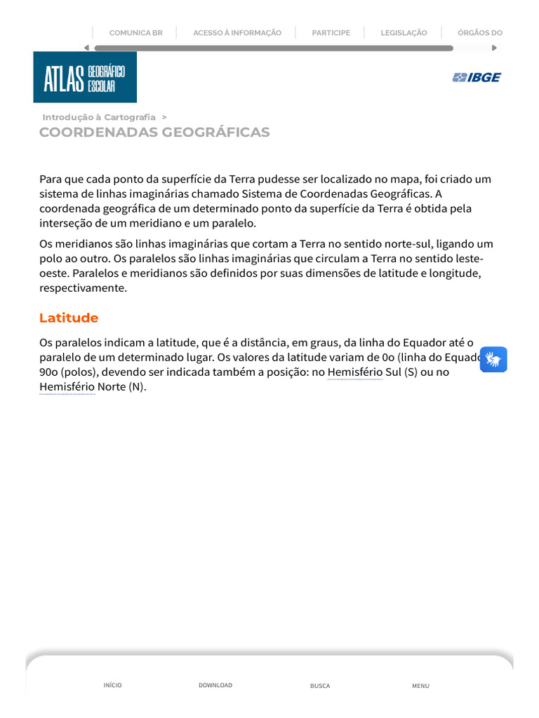 Coordenadas Geográficas - Atlas Geográfico Escolar - IBGE | PDF