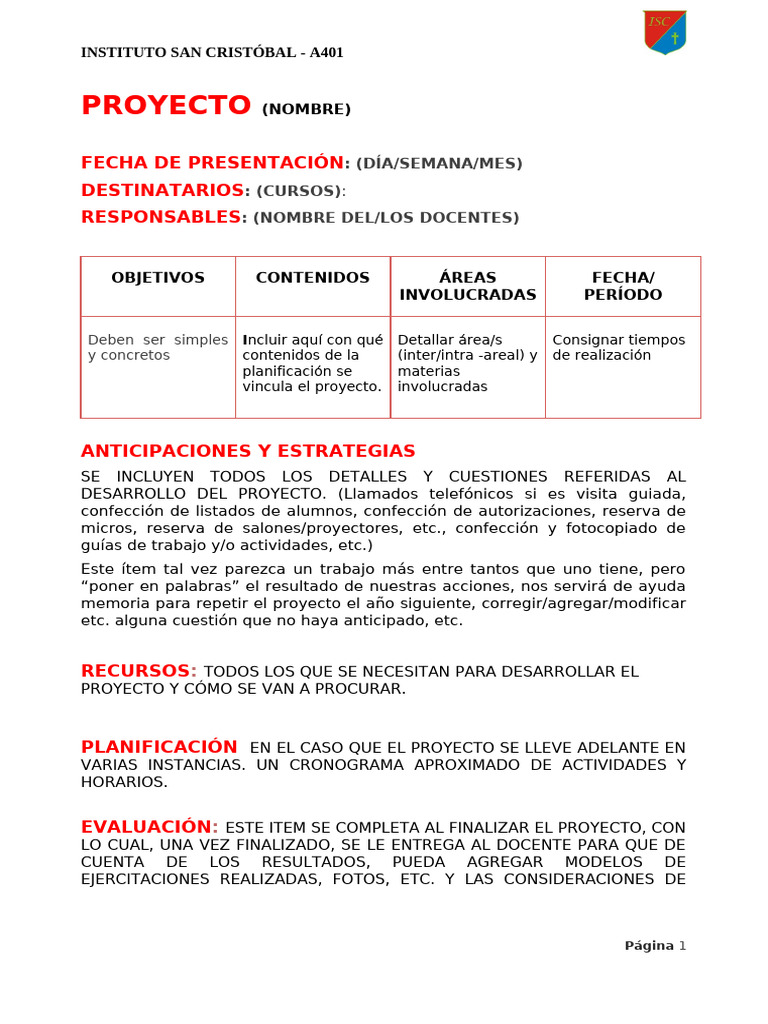 Plantilla Proyectos Inter - Intra-Areales | PDF