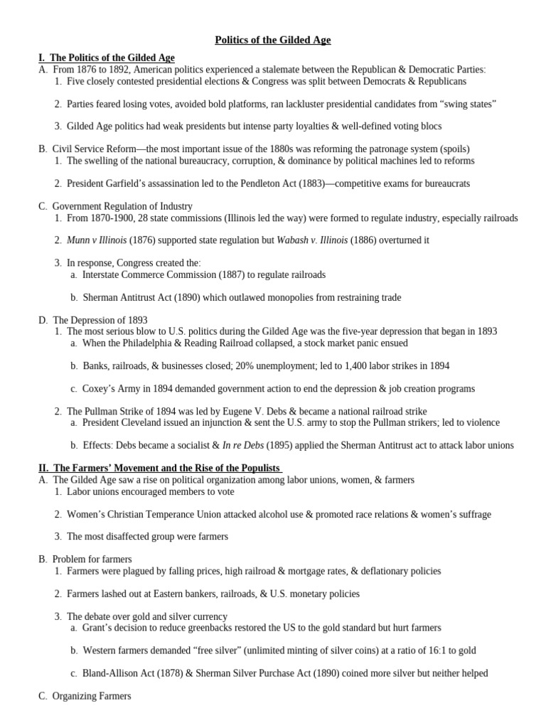 Gilded Age Political Dynamics Explained | PDF | People's Party (United ...