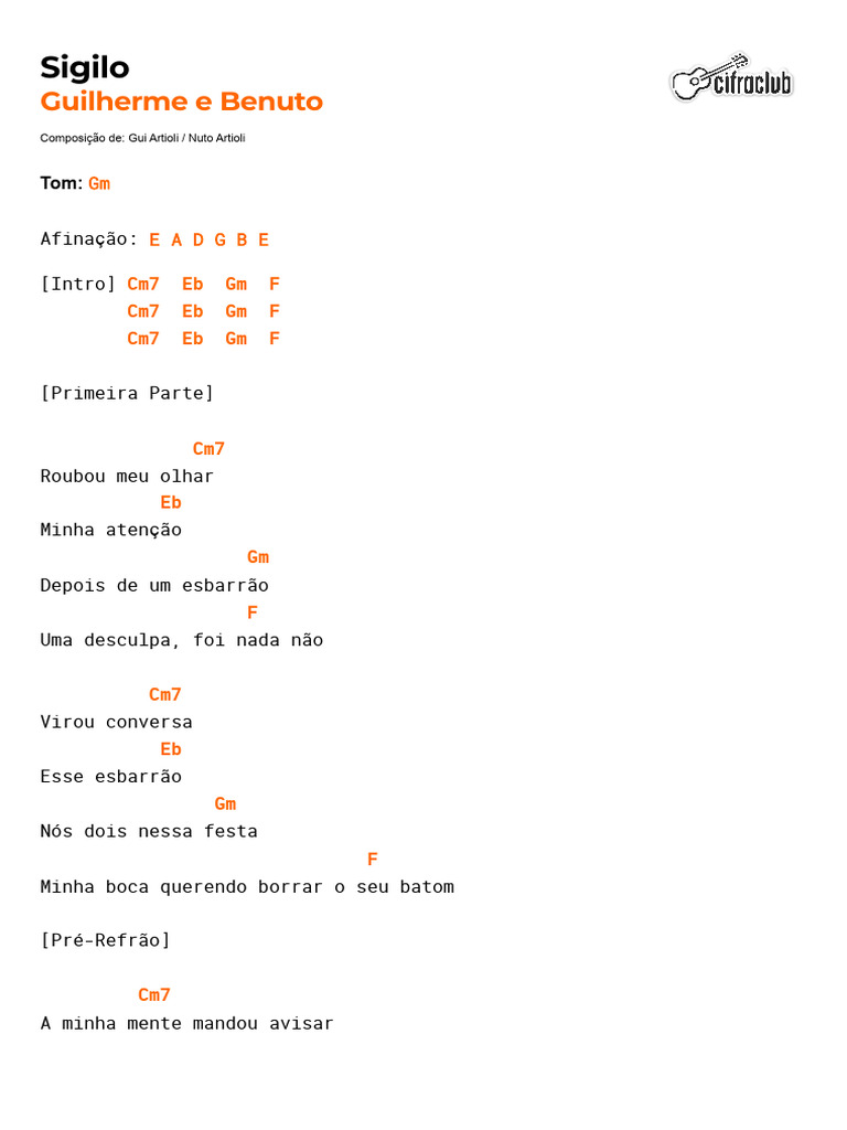 Guilherme e Benuto - Sigilo | PDF