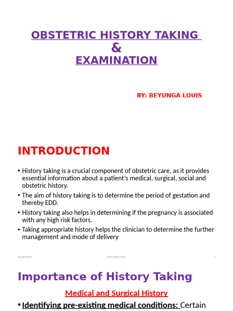 Obstetric History Taking & Examination | PDF | Childbirth | Pregnancy