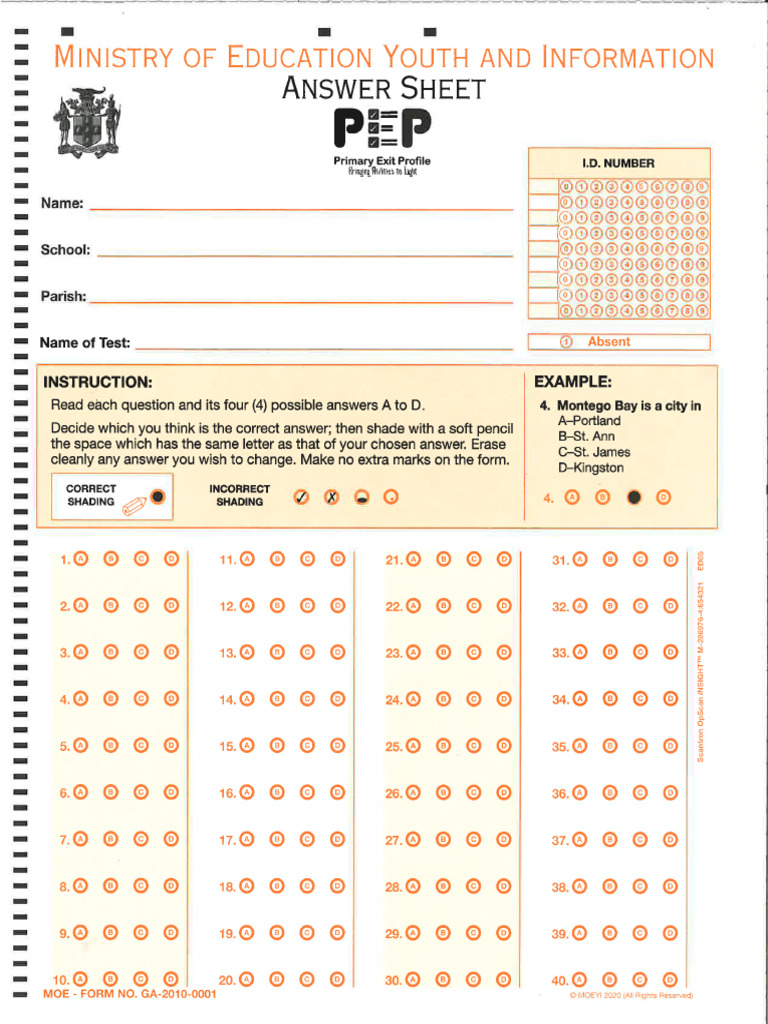 GENERAL-BULLETIN-18-2022-PEP-4-ANSWER-SHEET-2022 | PDF