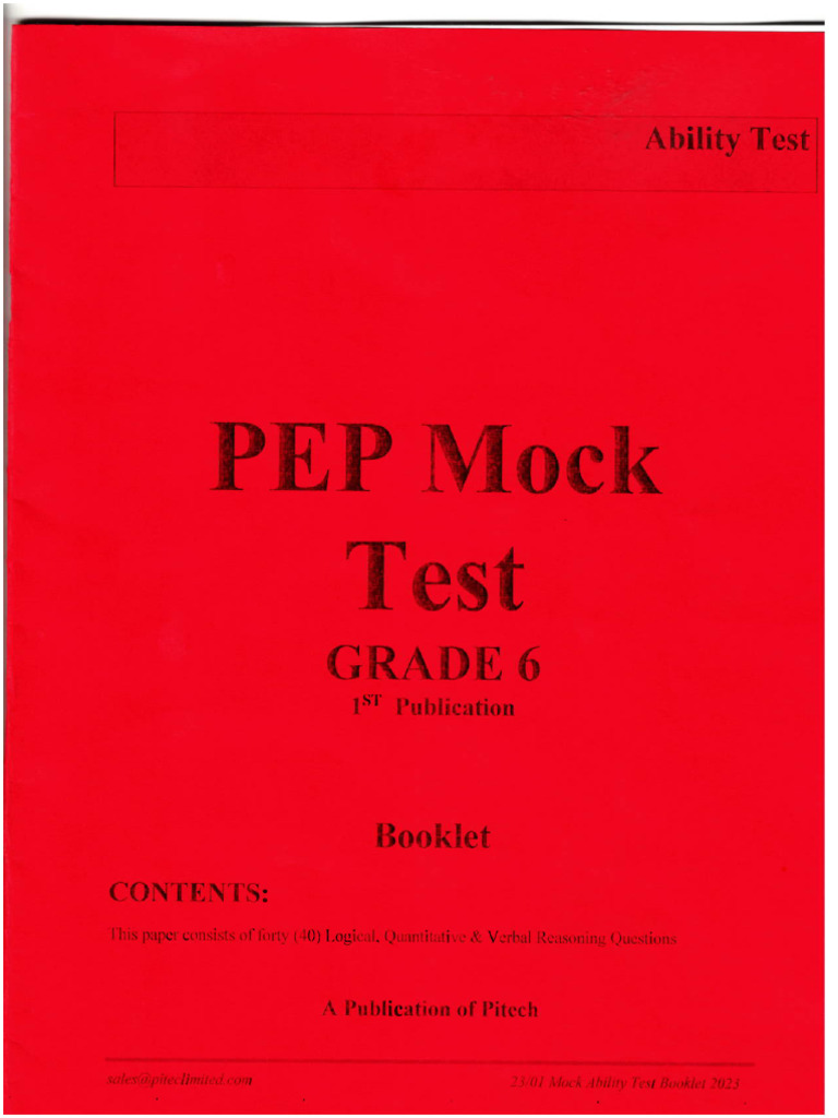 PEP Mock Mental Ability Test 1st Publication | PDF