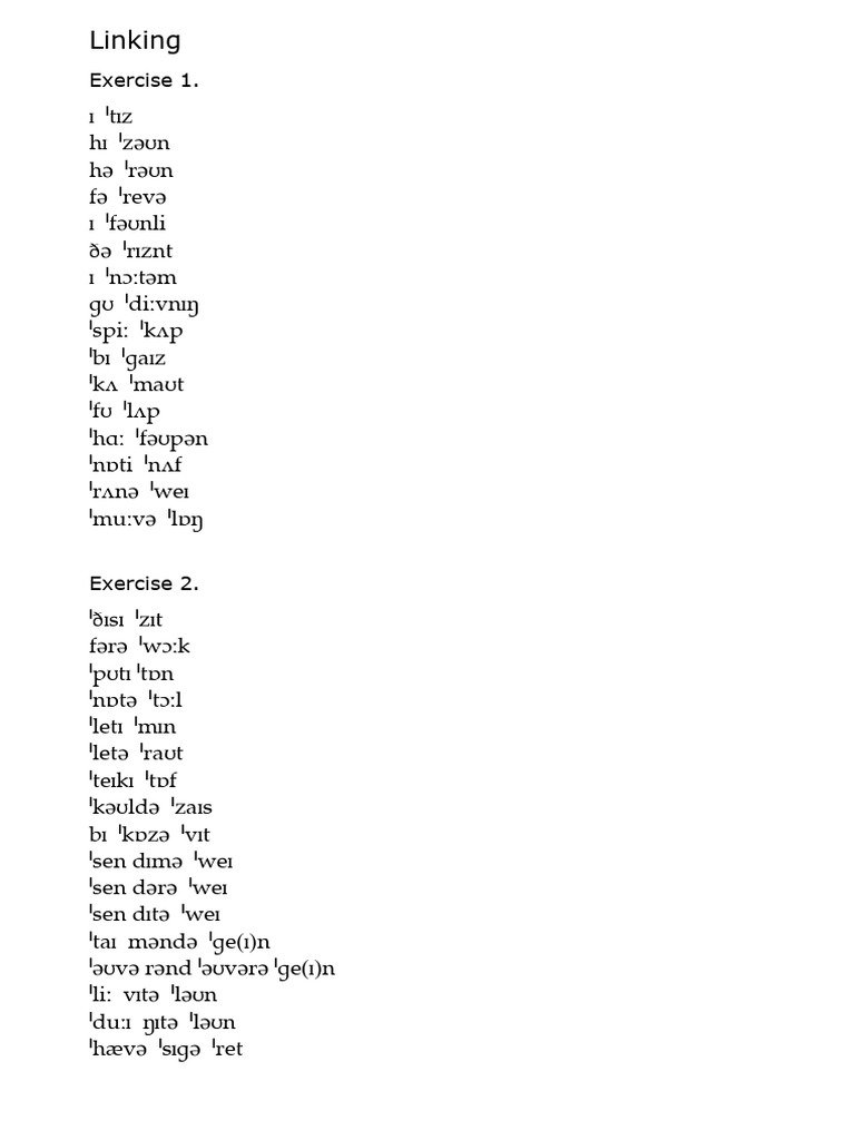 Linking (Bałutowa) Exercises | PDF