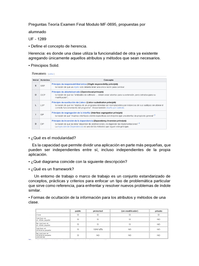 Preguntas Teoría Examen Final Modulo MF | PDF | Jabón | Objeto (informática)