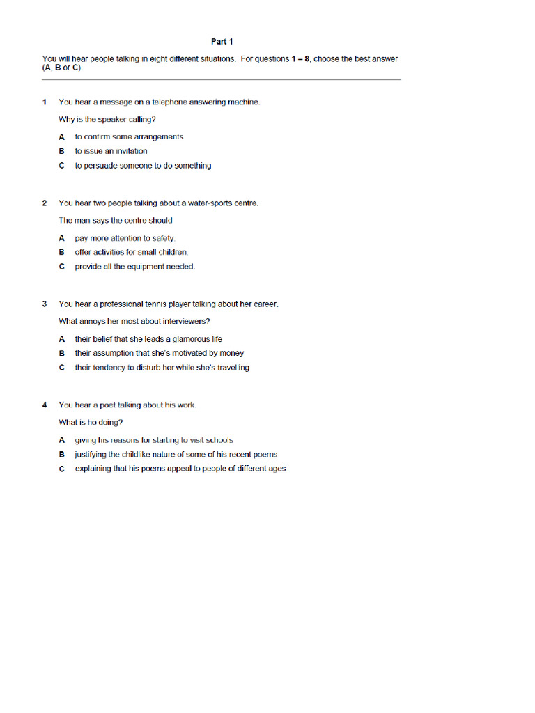 Listening - Questions | PDF