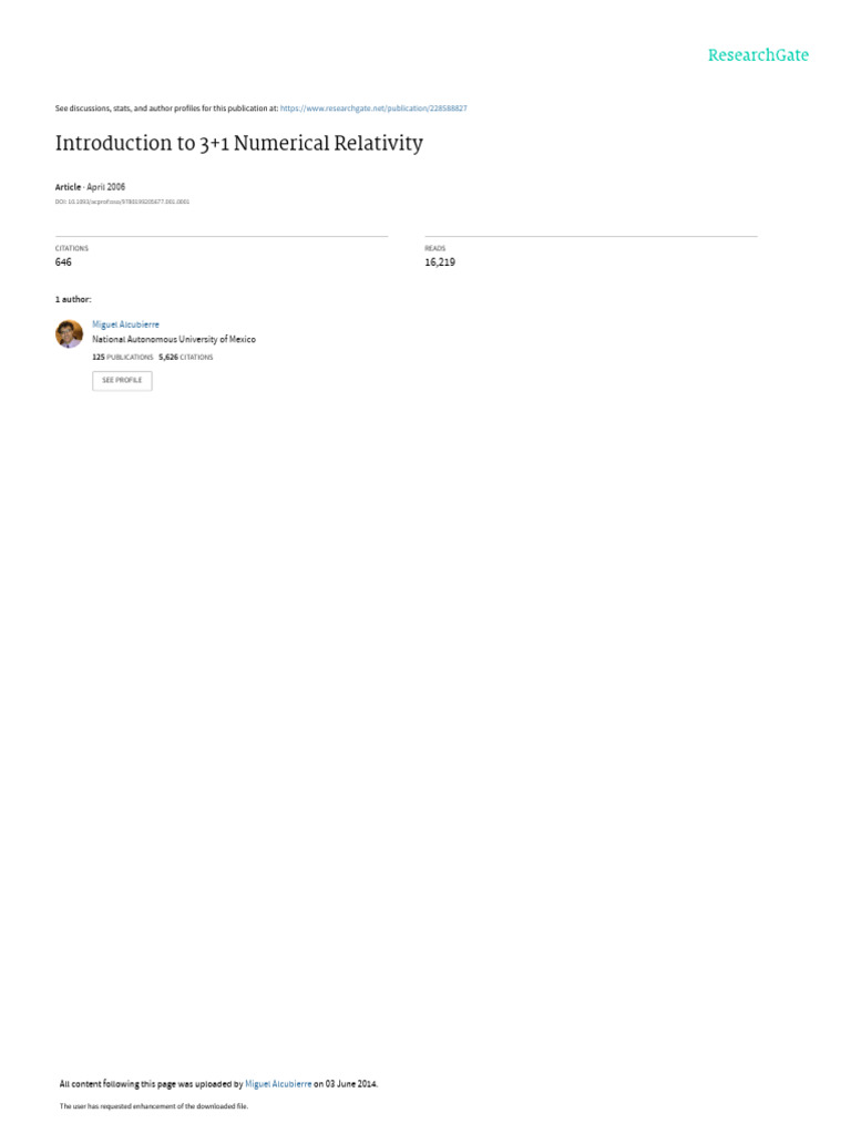 Introduction To 31 Numerical Relativity | PDF | General Relativity ...