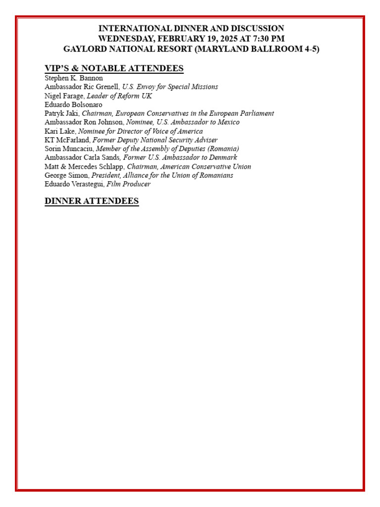 International Dinner Attendees List | PDF | Politics Of The United ...