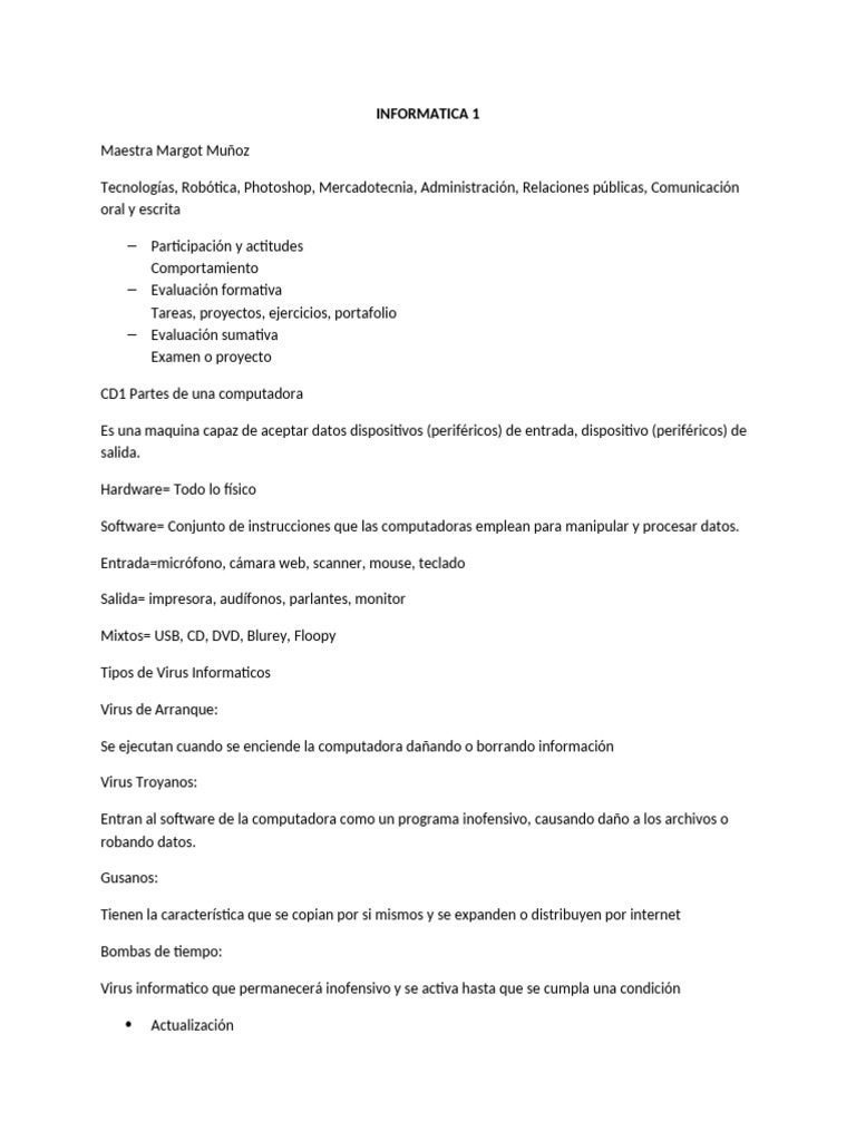 Informatica 1 | PDF | Color | Periférico