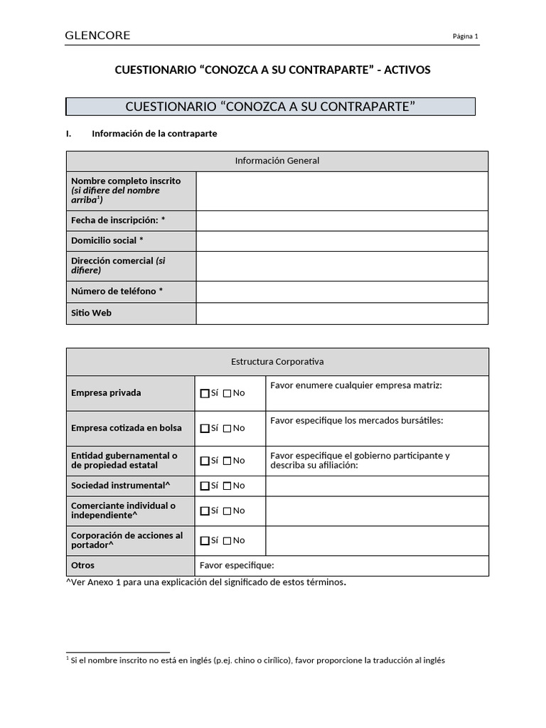 KYC For Assets Forms Spanish | PDF | Corporaciones | Business