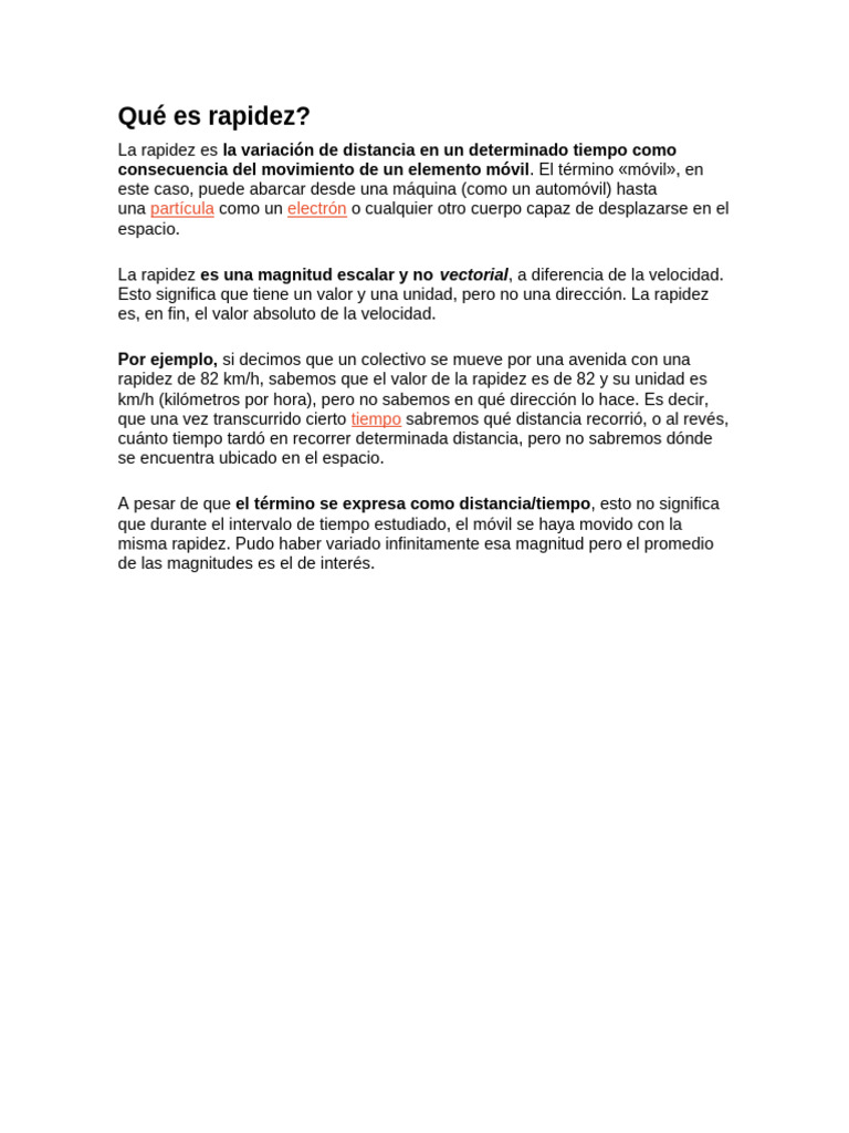 Definición de Rapidez en Física | PDF