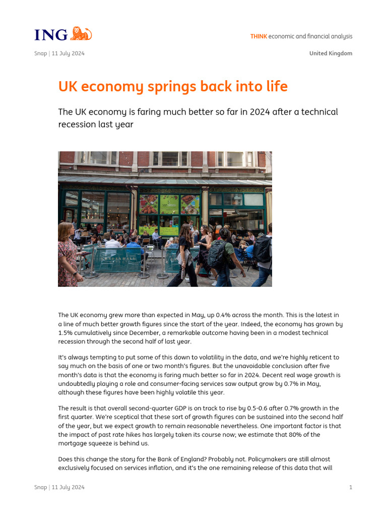 ING Think Uk Economy Springs Into Life | PDF | Recession | Economies