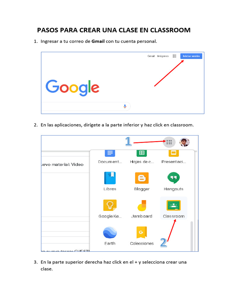 2_PASOS PARA CREAR UNA CLASE EN CLASSROOM | PDF