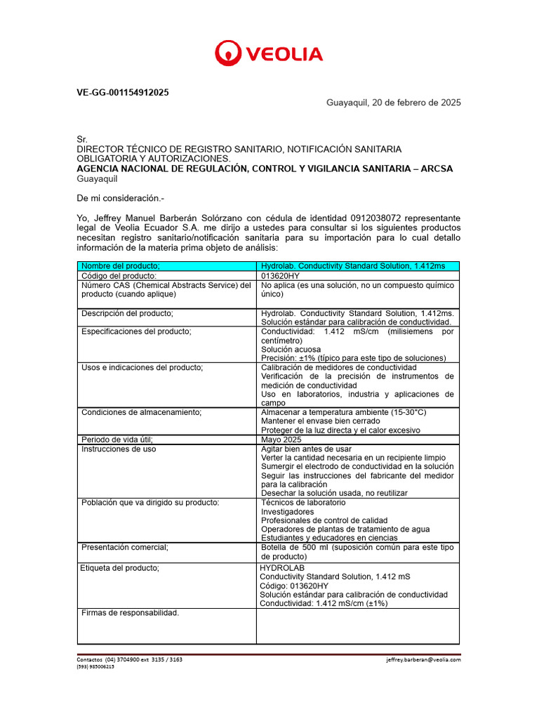 Ve-Gg-001154912025 Arcsa | PDF | Laboratorios | Solubilidad