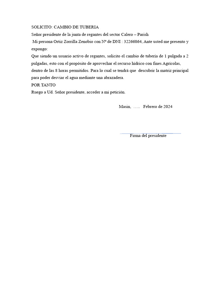 Solicito Riego | PDF