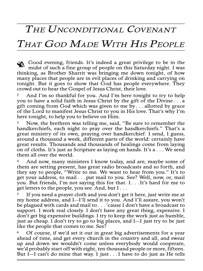 54-0306 The Unconditional Covenant That God Made With His People VGR ...