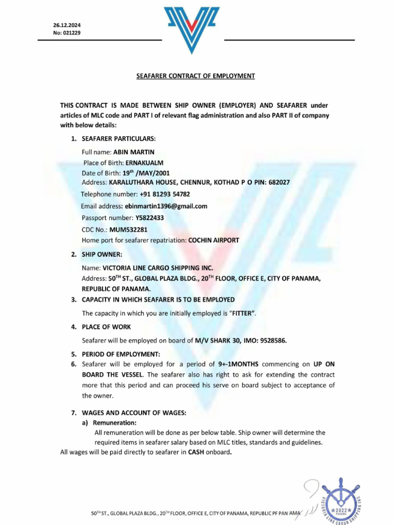 Mr. ABIN MARTIN (CONTRACT LETTER) | PDF