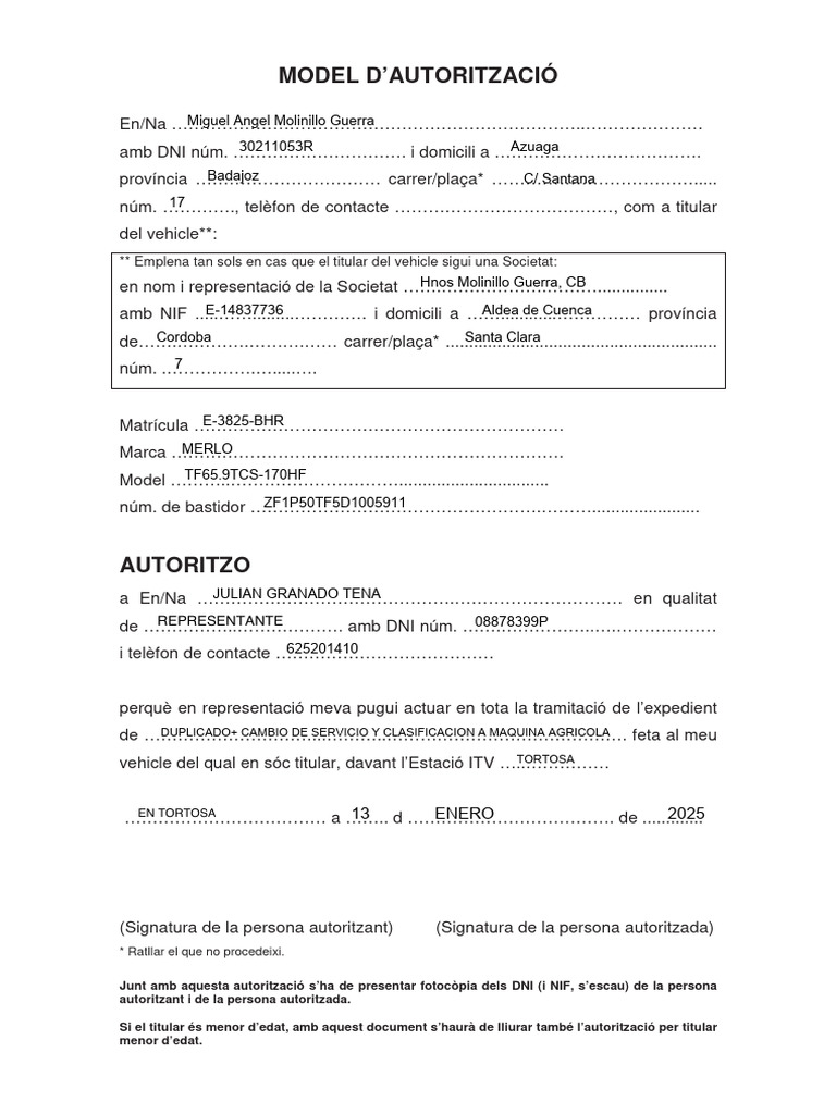 Model Autorizació - Rellena (Formato Comprimido) | PDF