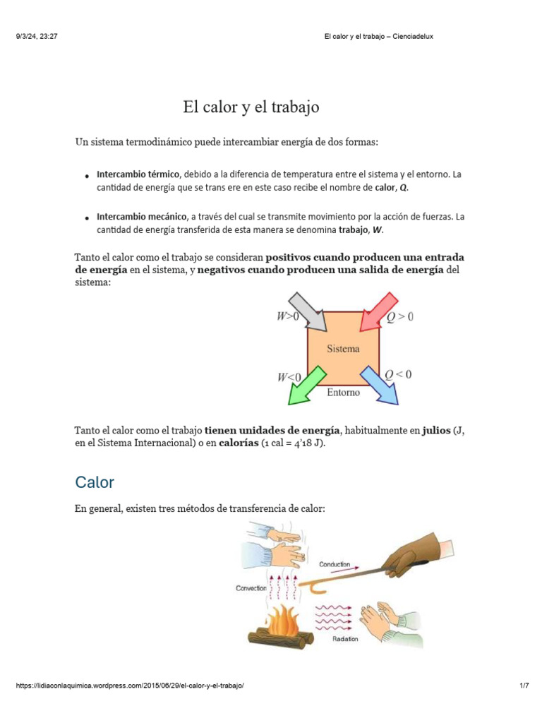 El Calor y El Trabajo - Primera Ley | PDF | Calor | Transferencia de calor