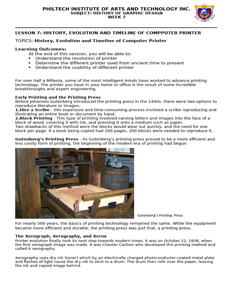 History of Graphics Week 7 | PDF | Image Scanner | Printer (Computing)