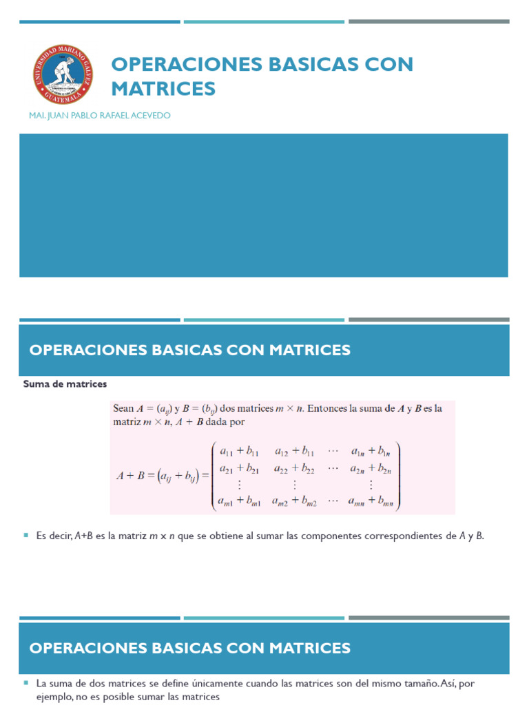 02.Operaciones Con Matrices | PDF | Matriz (Matemáticas) | Espacio vectorial