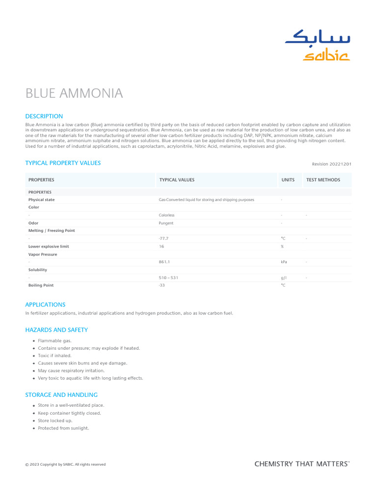 Blue Ammonia - Global - Technical - Data - Sheet | PDF | Ammonia ...