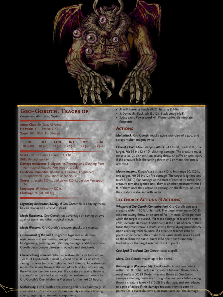 Gro-Goroth: D&D Monster Guide | PDF