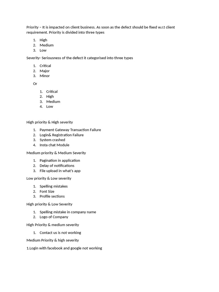 Priority & Severity | PDF