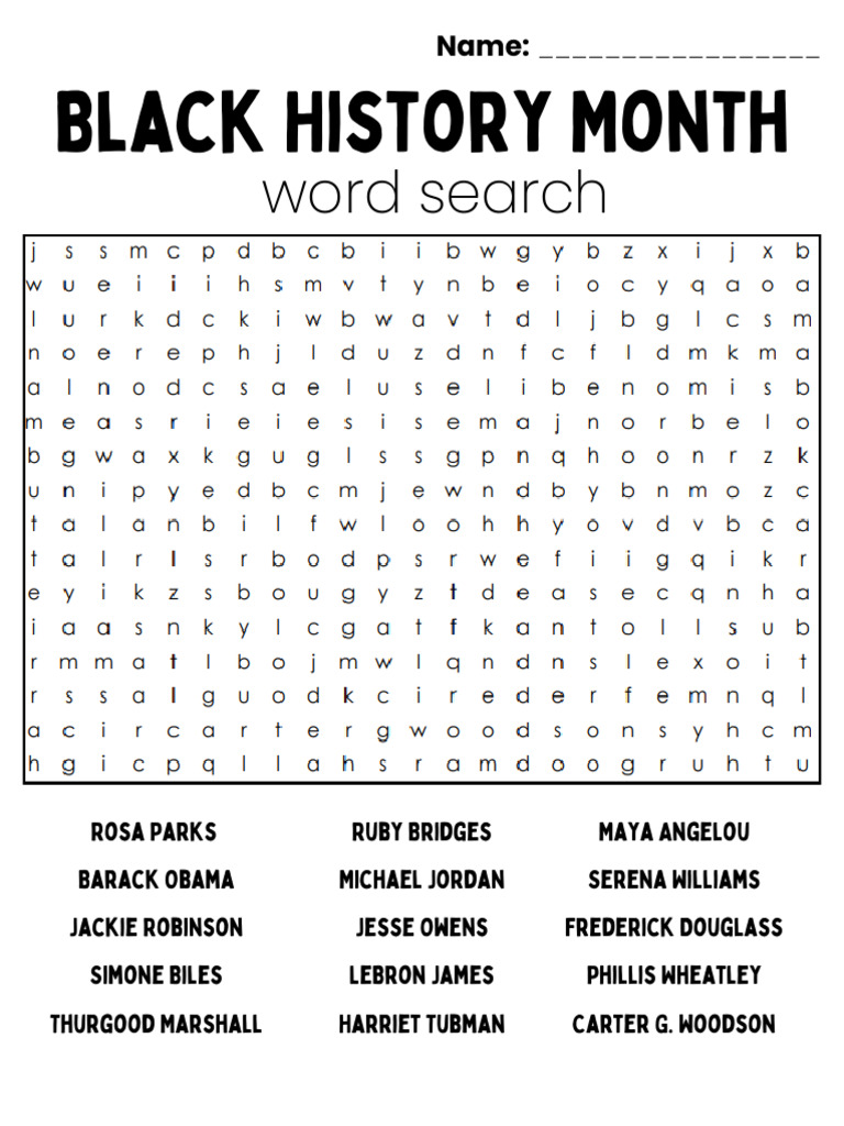 Word Search: Black History Month | PDF