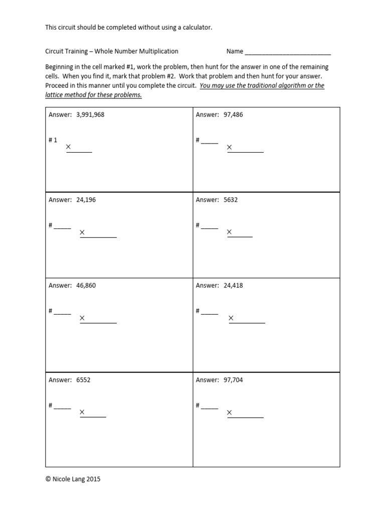 You May Use The Traditional Algorithm or The Lattice Method For These ...