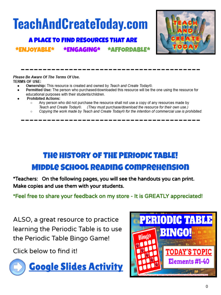 Google Slides Activity: The History of The Periodic Table! Middle ...