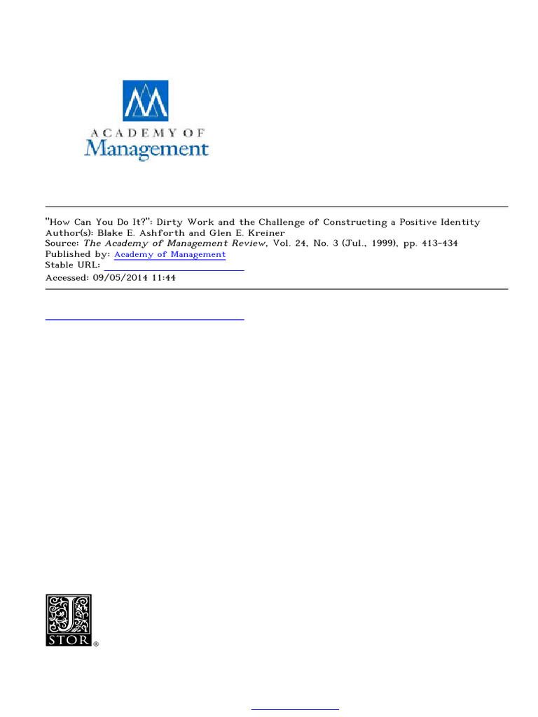 Dirty Work and Identity Construction | PDF | Social Stigma | Identity ...