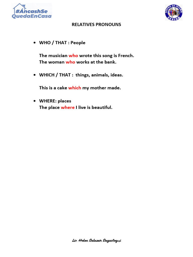 Understanding Relative Pronouns | PDF