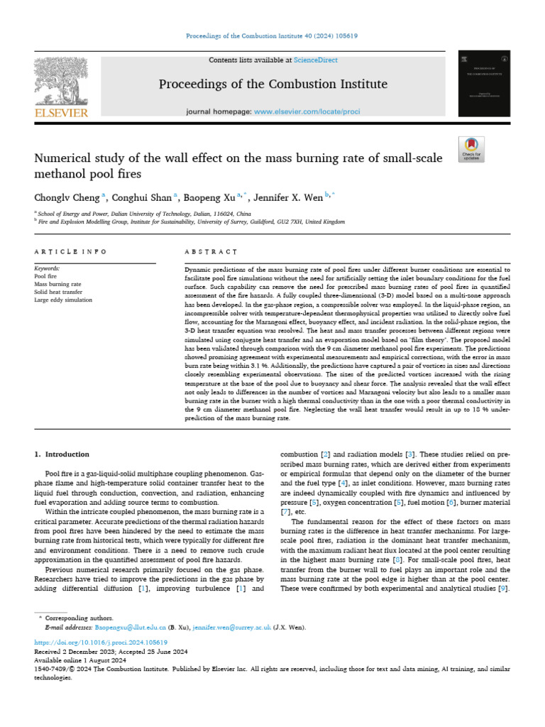 Wall Effect on Methanol Pool Fire Rates | PDF | Heat Transfer | Combustion