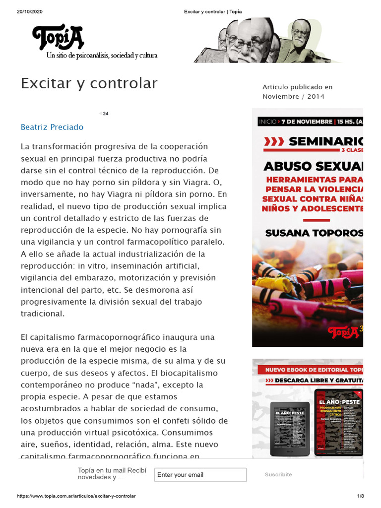 Preciado_Excitar y controlar _ Topía | PDF | Industria farmacéutica