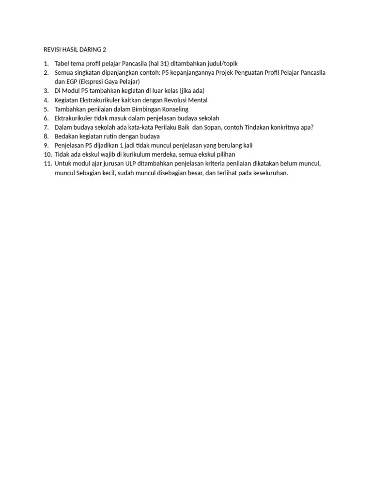 Catatan Revisi Hasil Daring 2 | PDF
