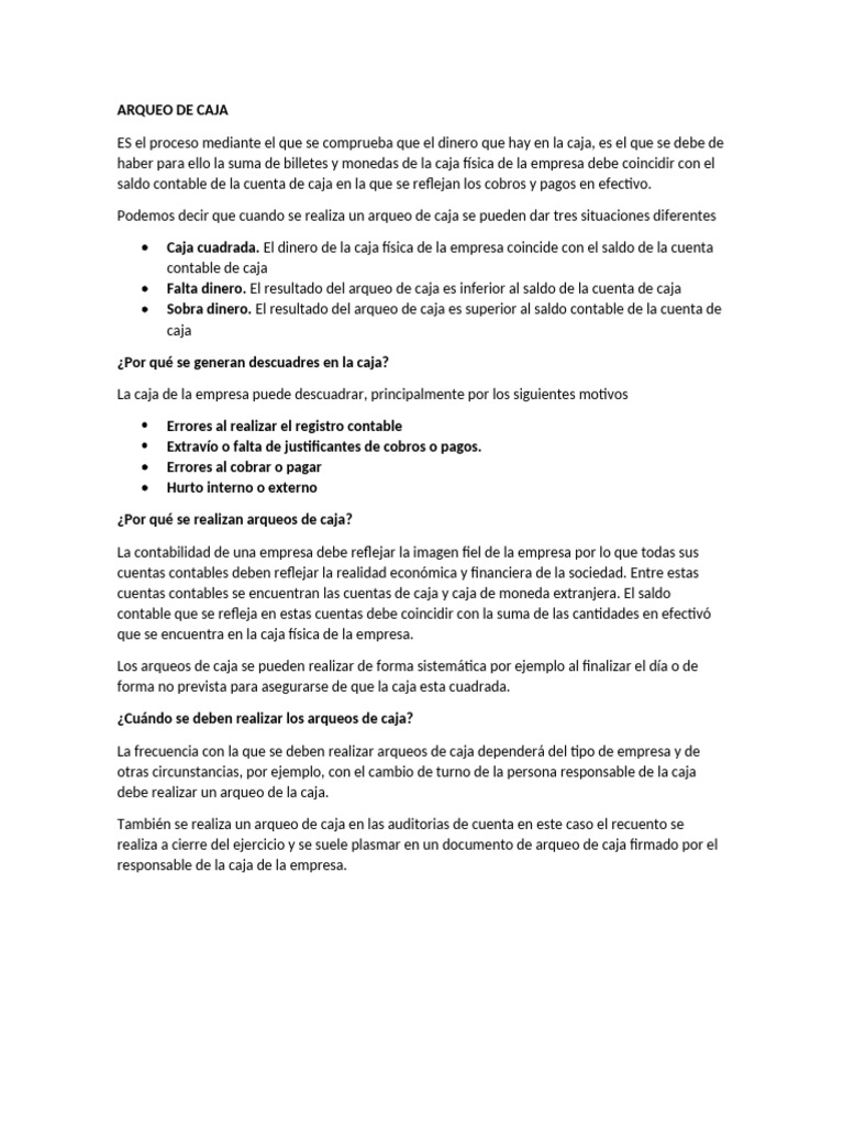 arqueo de cja | PDF