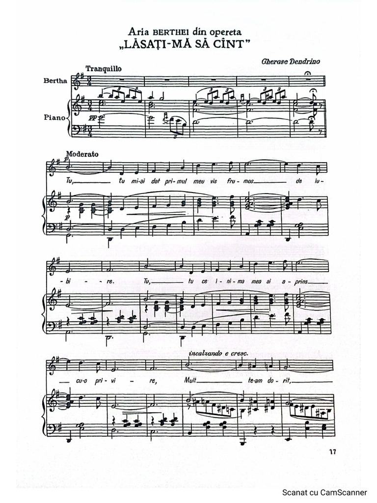 Aria Berthei "Tu" - Opereta Lăsați-Mă Să Cânt - Gherase Dendrino | PDF