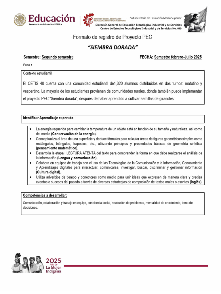 Proyecto PEC Segundo Semestre SIEMBRA DORADA | PDF | Agricultura | Entorno natural