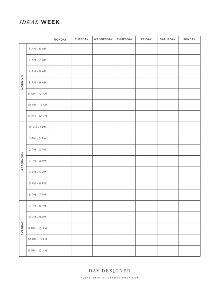Ideal Week Printable - Day Designer - Copyright - Do Not Distribute ...
