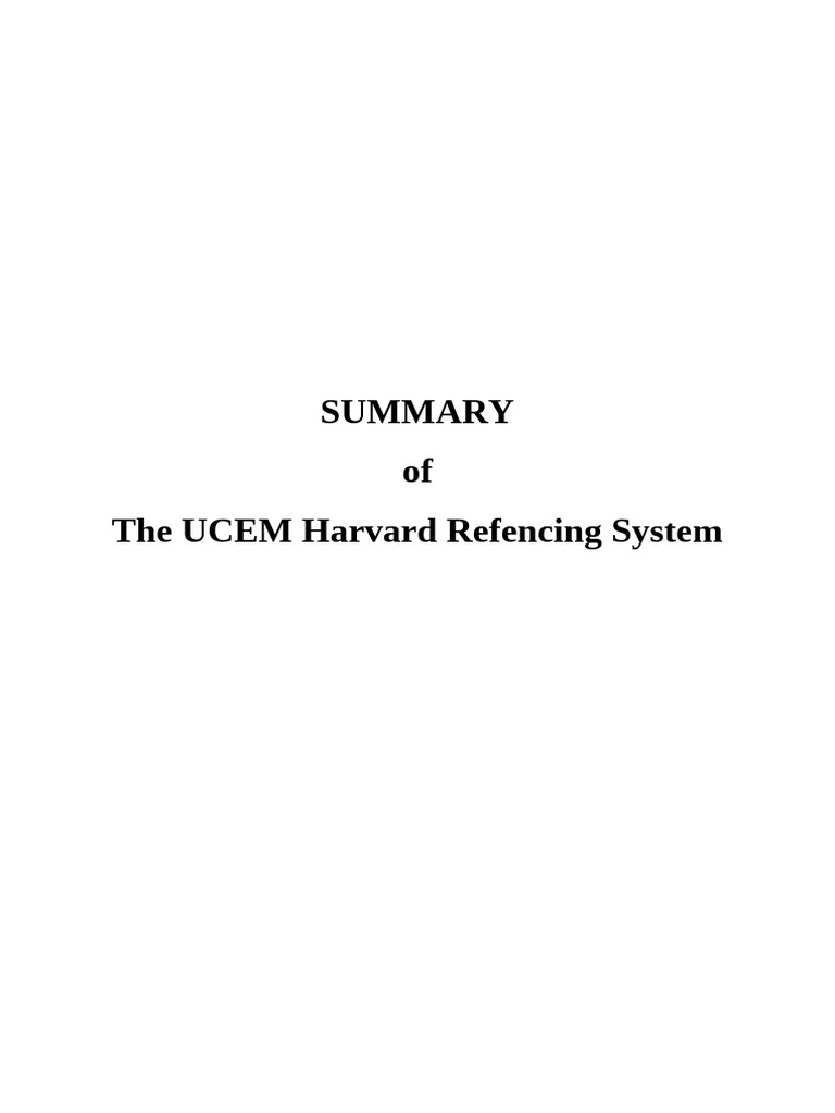 Summary of UCEM Referencing | PDF | Citation | Books