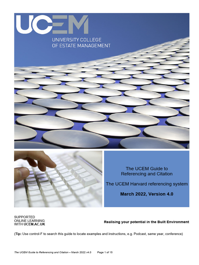 The UCEM Guide To Referencing and Citation | PDF | Citation | Bracket