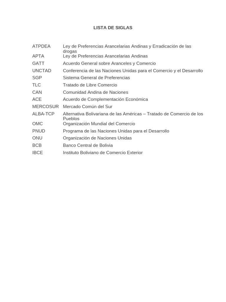 Lista de Siglas | PDF